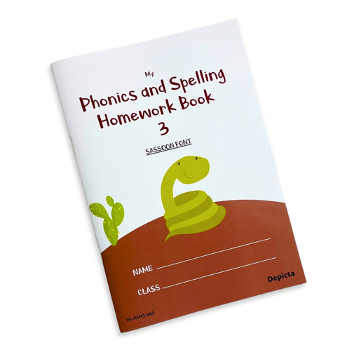 My Phonics and Spelling Homework Book 3 — Sassoon Font — Depicta