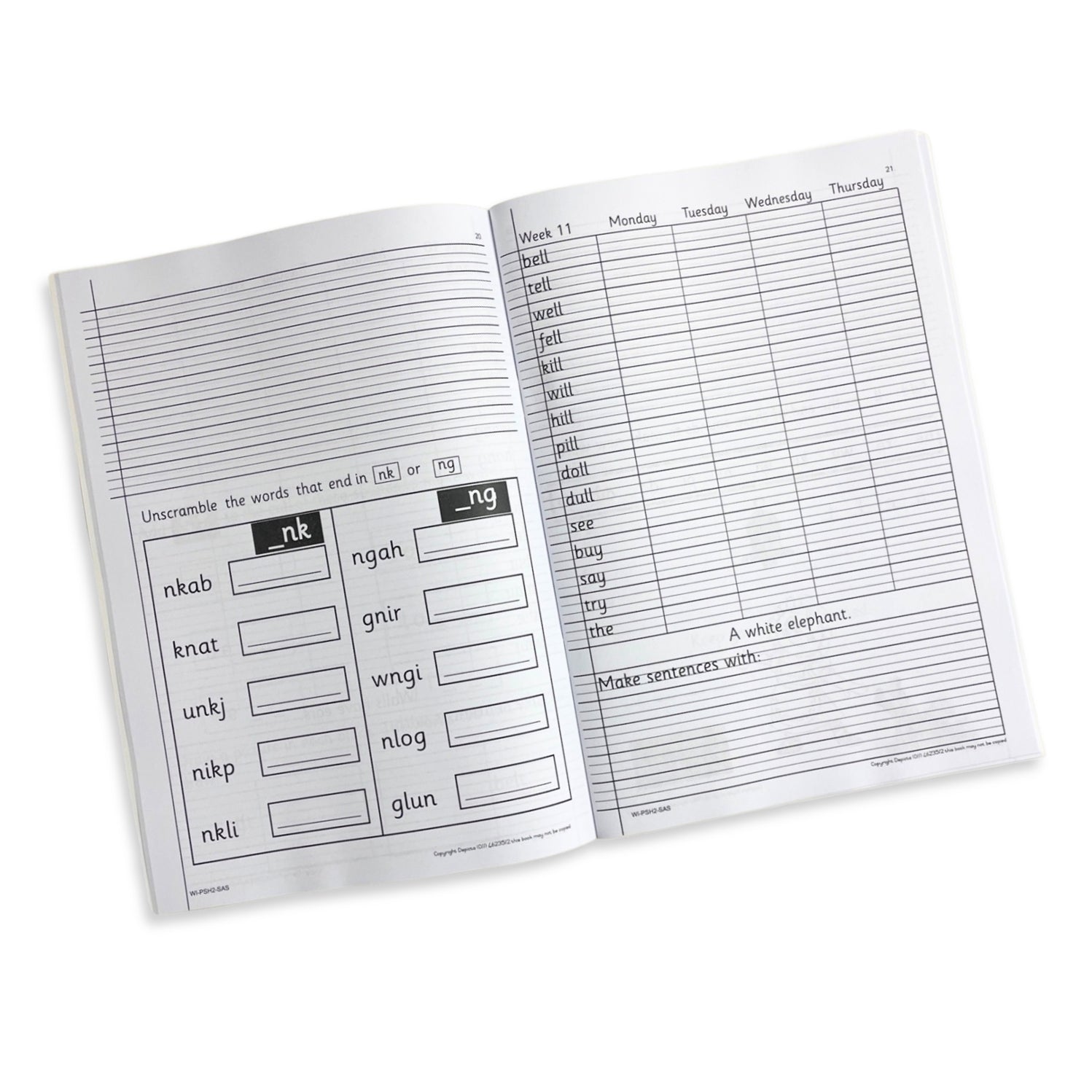 My Phonics and Spelling Homework Book 2 — Sassoon Font — Depicta